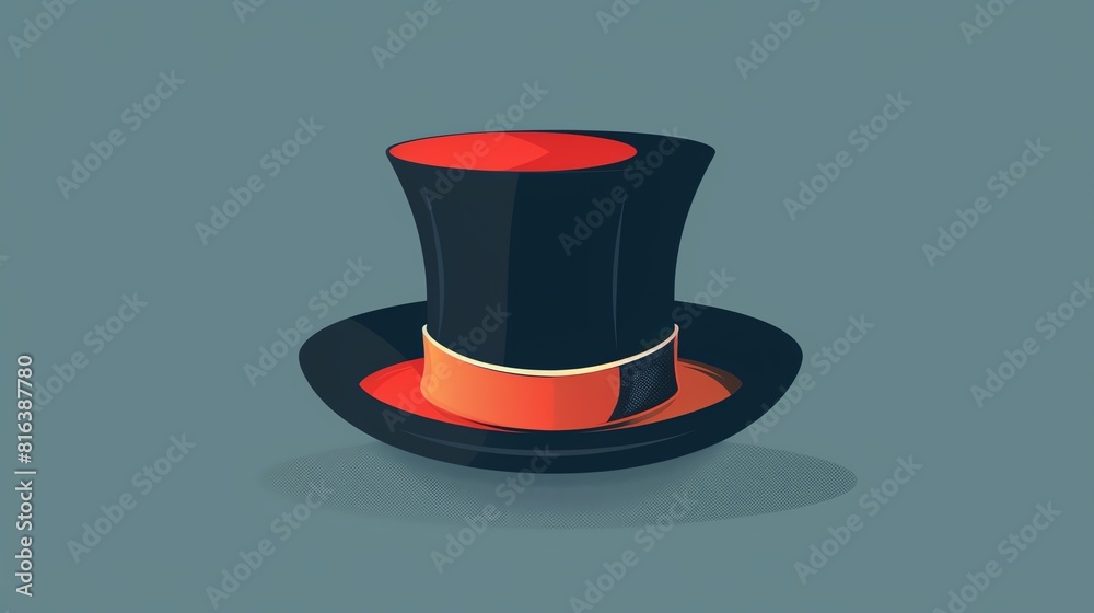Top hat flat design side view, formal theme, animation ...