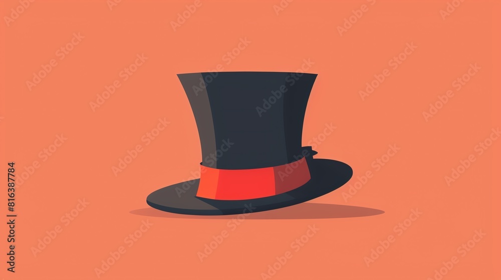 Top hat flat design side view, formal theme, animation ...
