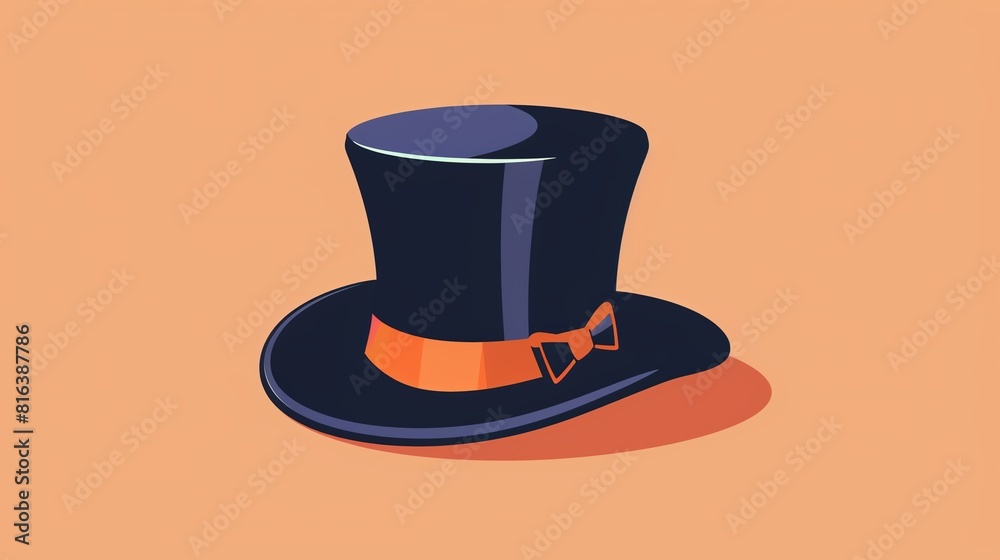 Top hat flat design side view, formal theme, animation ...