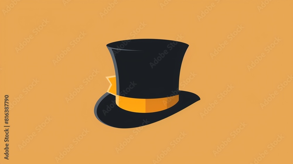 Top hat flat design side view, formal theme, animation ...