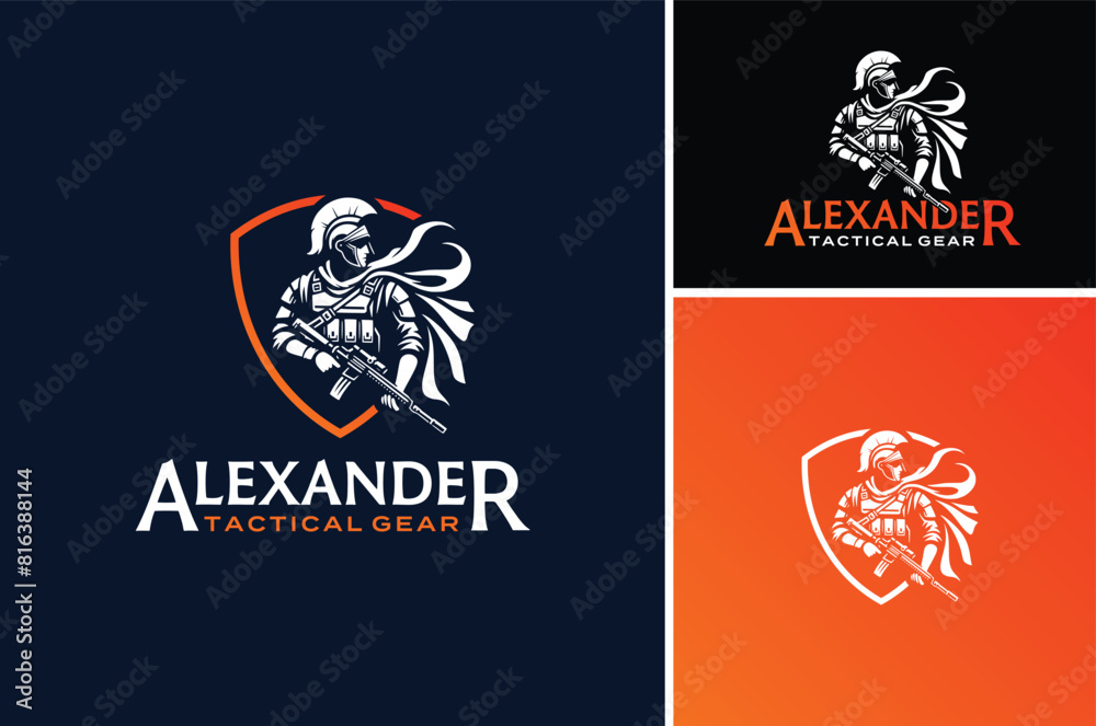 Greek Roman Warrior wears War Helmet and Modern Soldier Suit with ...