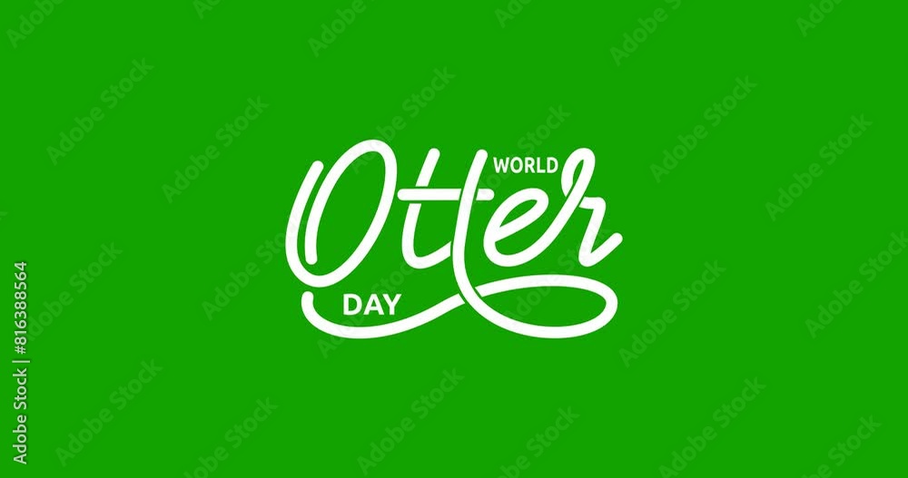 World Otter Day text animation on the green screen alpha channel ...