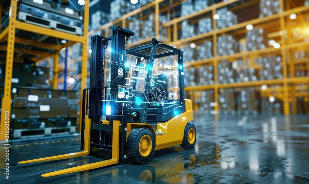 Holographic display integrated into forklift truck Stock Illustration ...