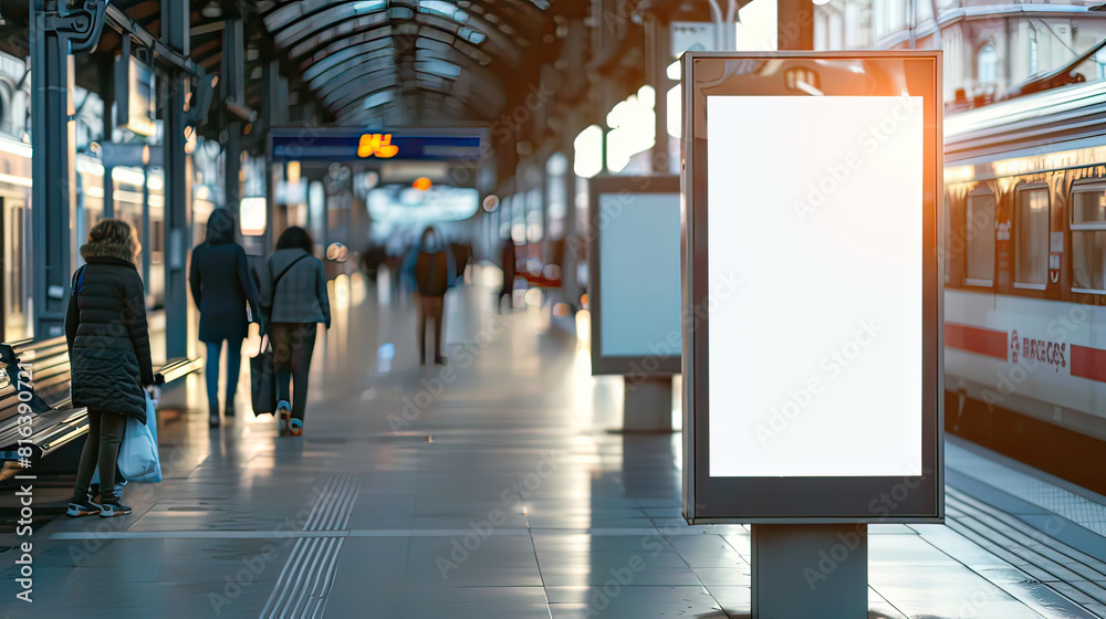 Mockup. Lightbox vertical billboard with blank digital screen on a ...