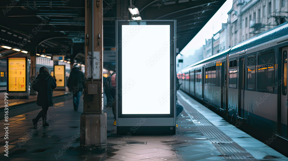 Mockup. Lightbox vertical billboard with blank digital screen on a ...