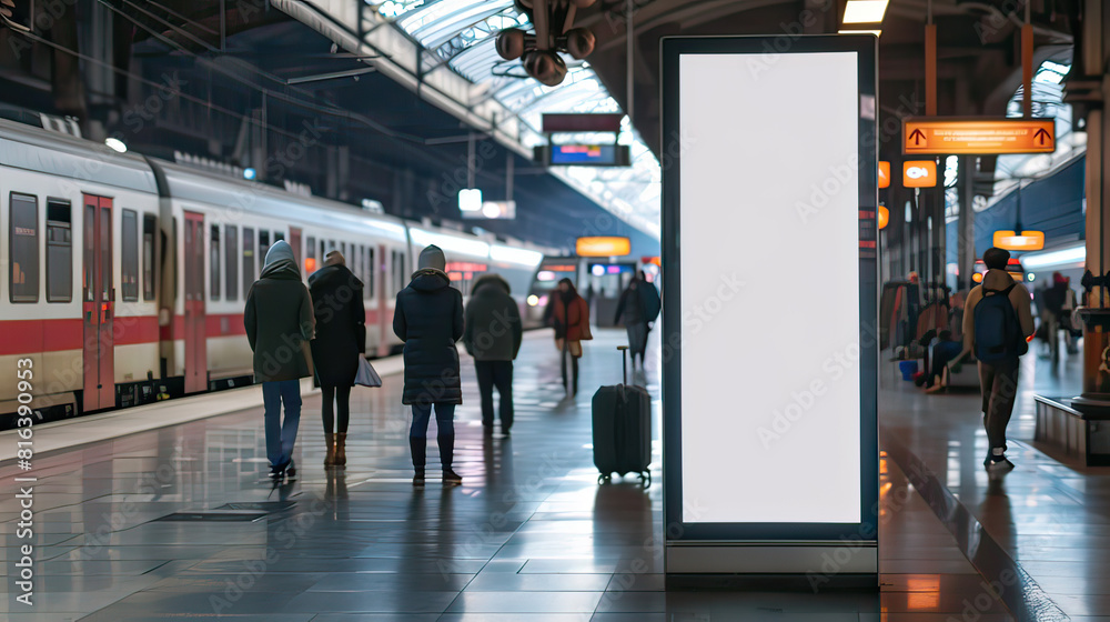 Mockup. Lightbox vertical billboard with blank digital screen on a ...