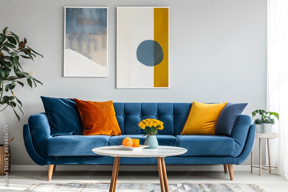 Scandinavian home interior design of modern living room. Ellipse coffee ...