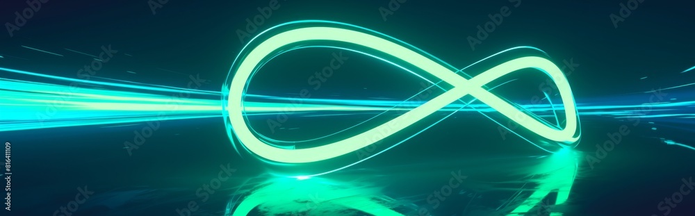 Neon sign, cycle sign, light background, 3D line abstract infinite ...