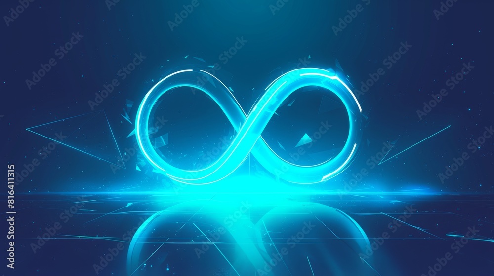 Neon sign, cycle sign, light background, 3D line abstract infinite ...