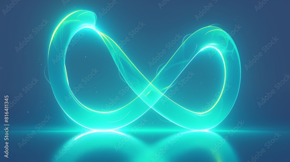 Neon sign, cycle sign, light background, 3D line abstract infinite ...