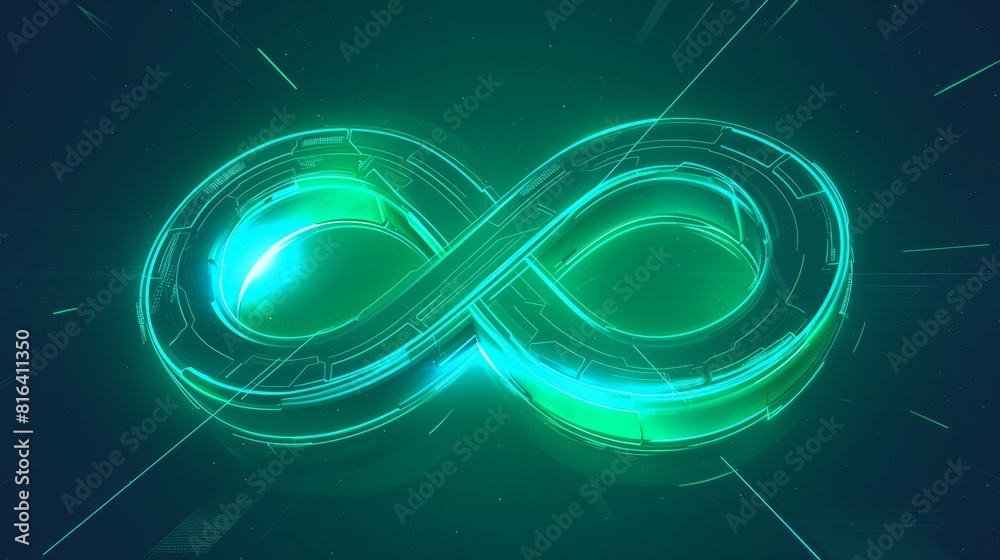 ภาพประกอบสต็อก Neon sign, cycle sign, light background, 3D line ...