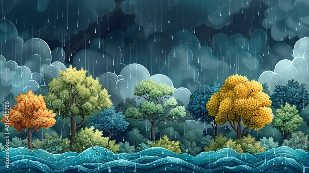 Contaminants, An illustration showing acid rain falling on a forest ...