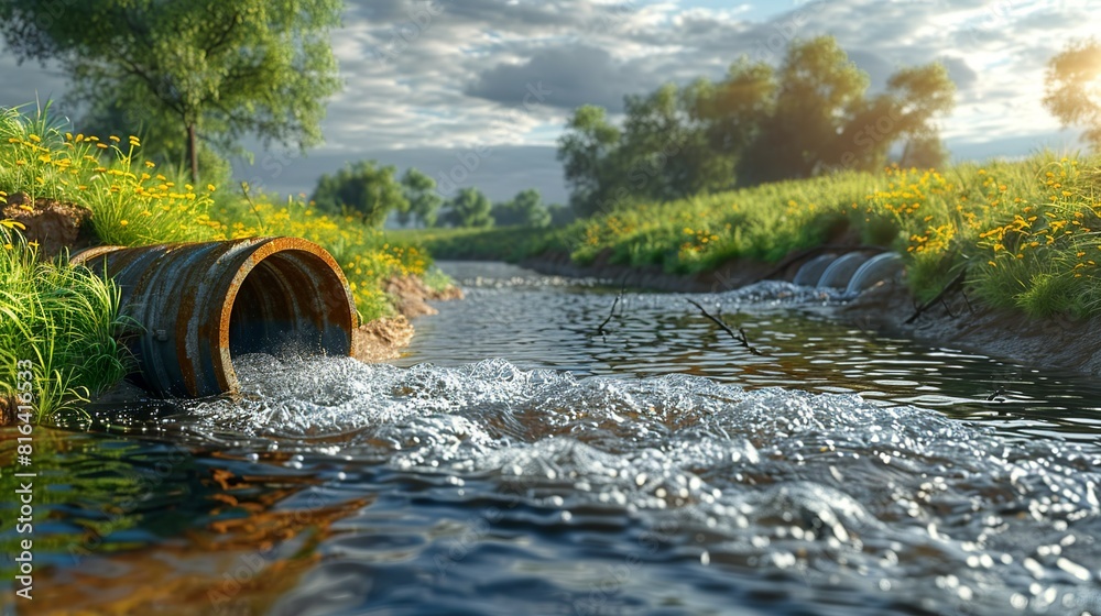 Contaminants, An image of a sewage outflow pipe discharging into a ...