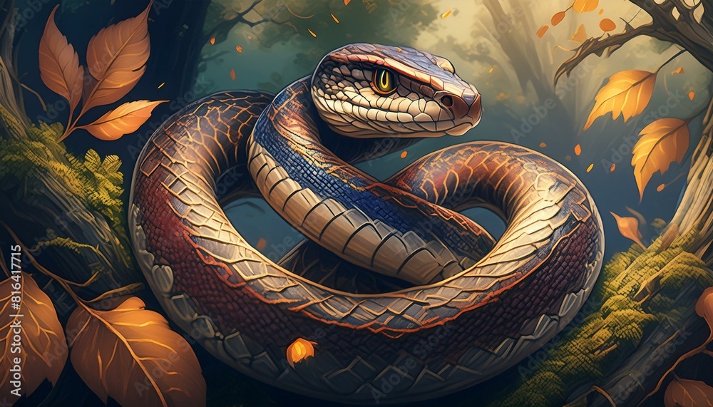 Make a coiled jergon snake (botrhus pictus) in the shape of an s with a ...