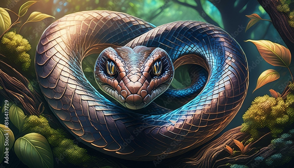 Make a coiled jergon snake (botrhus pictus) in the shape of an s with a ...