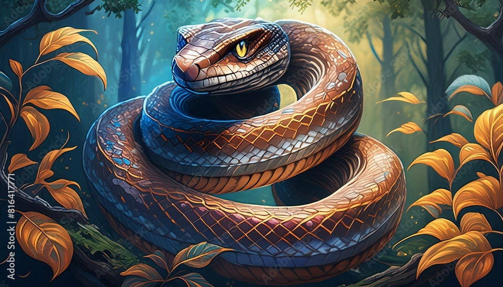 Make a coiled jergon snake (botrhus pictus) in the shape of an s with a ...