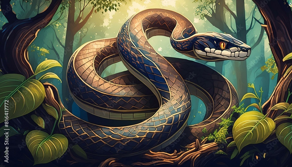 Make a coiled jergon snake (botrhus pictus) in the shape of an s with a ...