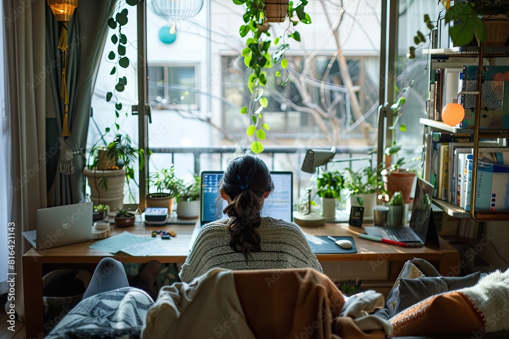 A student is completing assignments on a laptop in a cozy and efficient ...