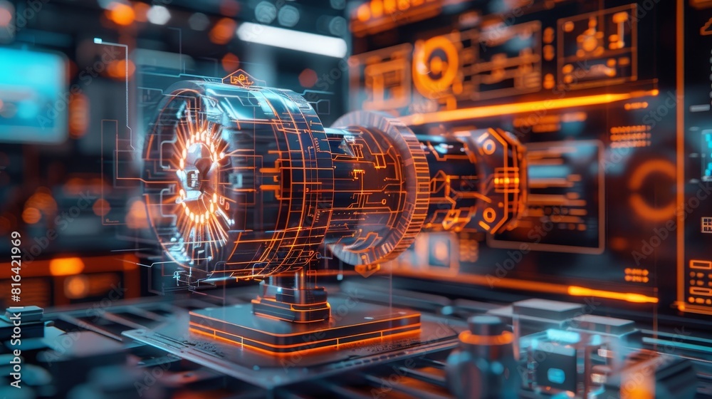 ภาพประกอบสต็อก Digital Prototype Engineering Process: A 3D image ...