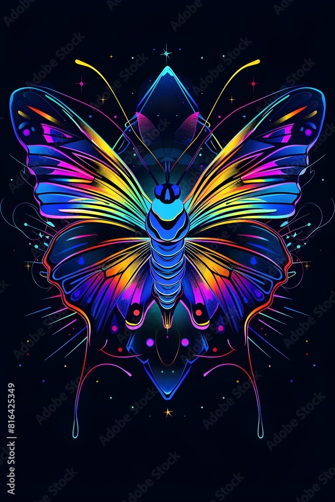 Radiant Butterfly Transformation A Synthwave Inspired Digital of ...