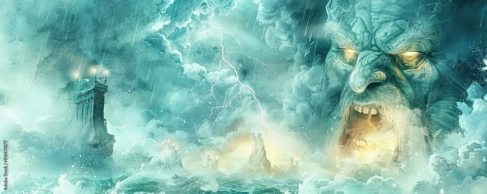 Kids Gift Cards Mockups, Dramatic digital artwork depicting a colossal ...