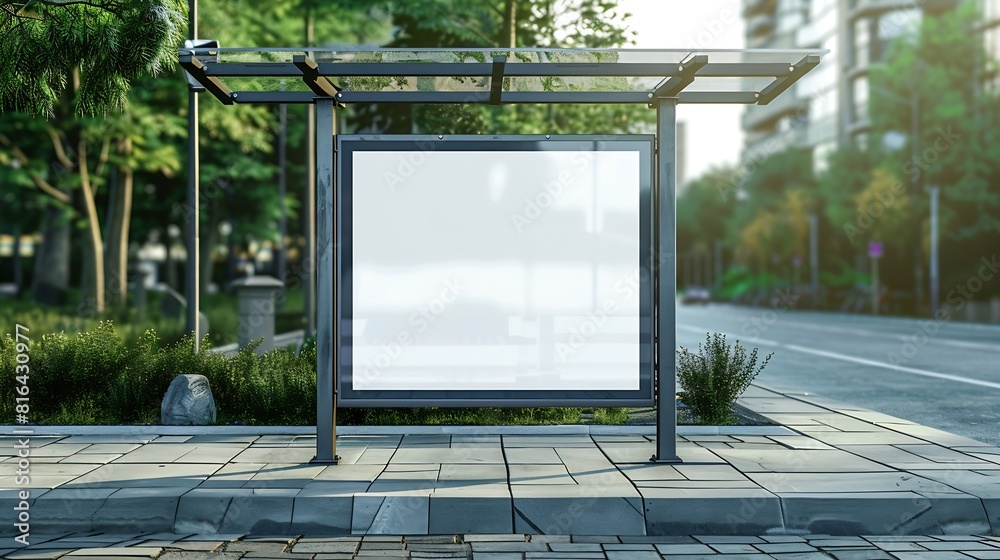 bus shelter at busstop blank white lightbox empty billboard bus shelter ...