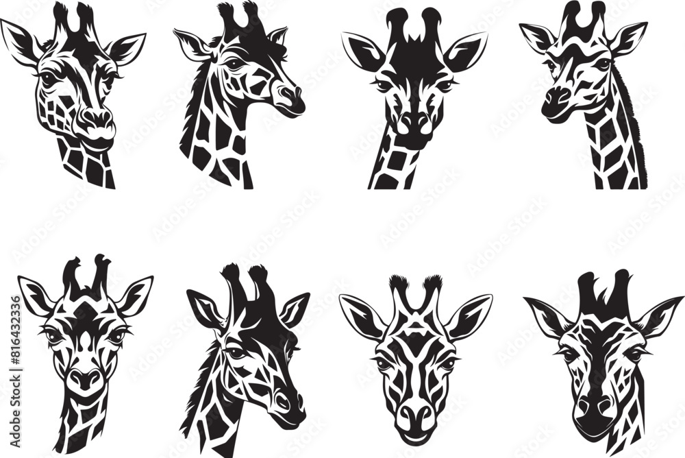 Giraffe Head Vector Clipart Design, Wildlife Animals, Easy editable ...