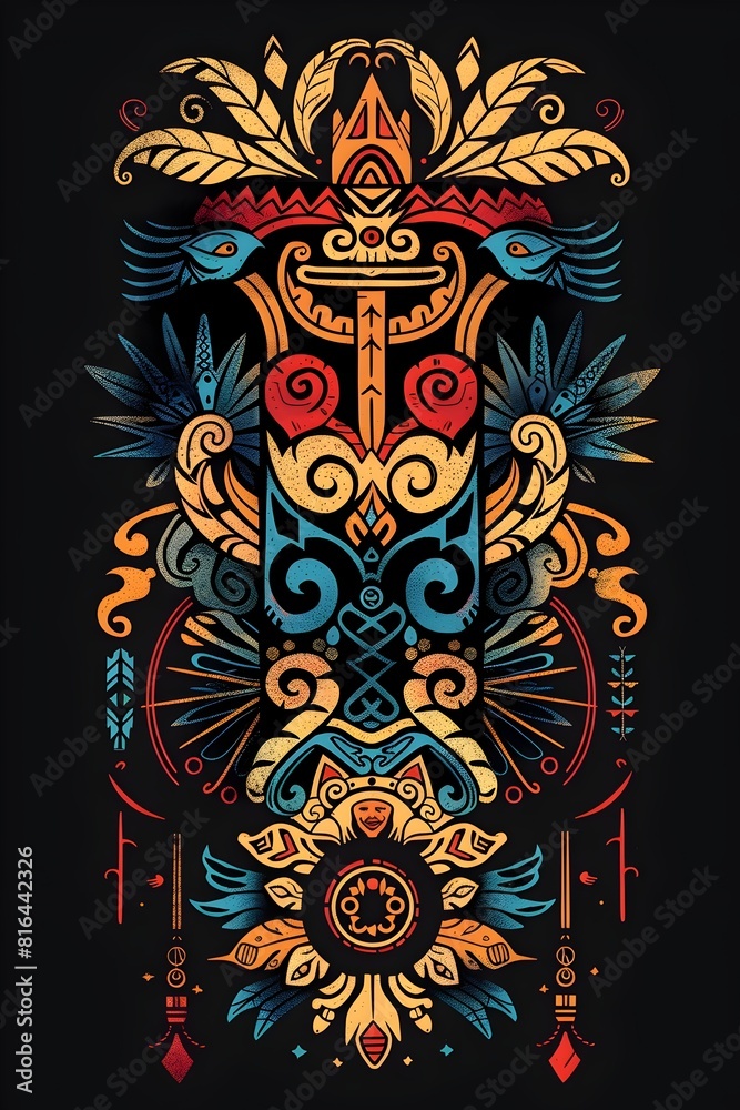 Vibrant Polynesian Inspired Tribal Tattoo Design with Mythical Sea ...