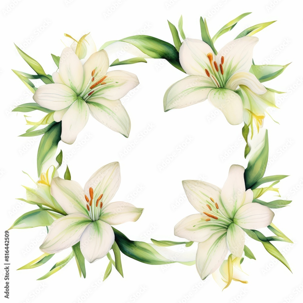 lily themed frame or border for photos and text.elegant white petals ...