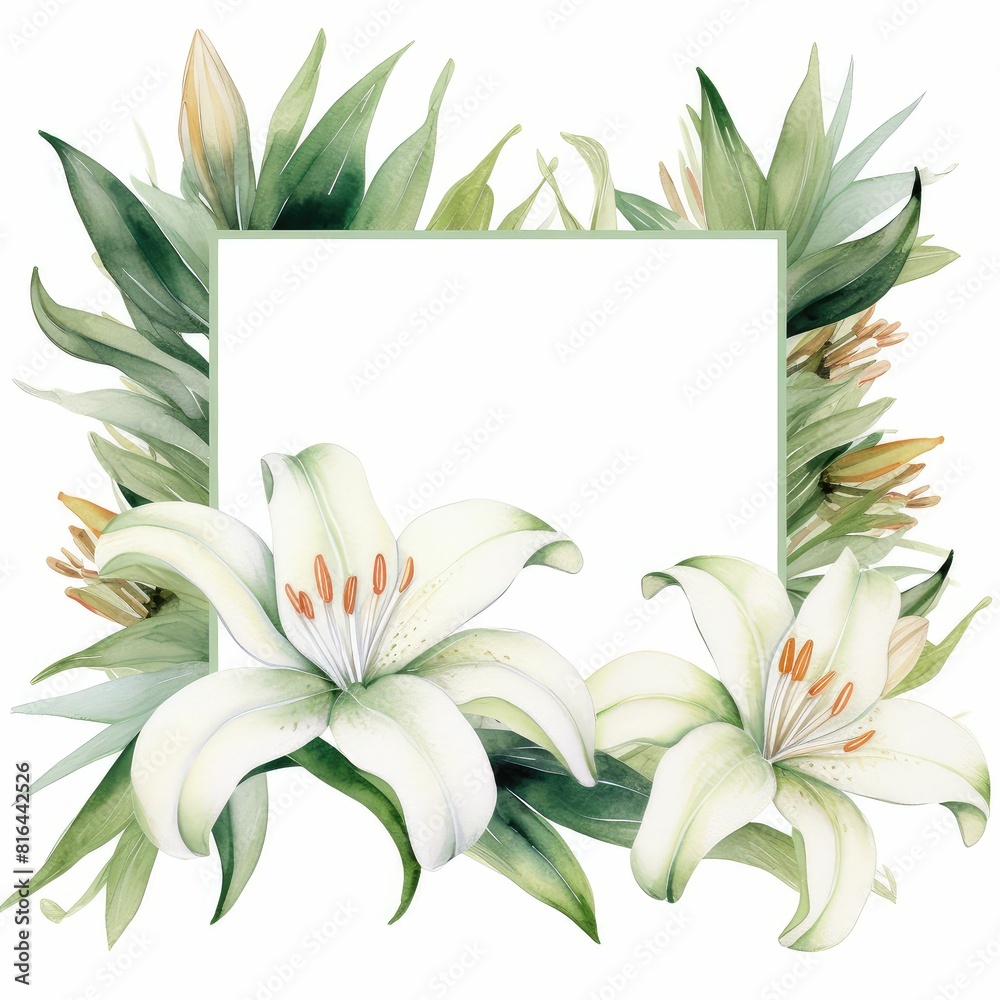lily themed frame or border for photos and text.elegant white petals ...