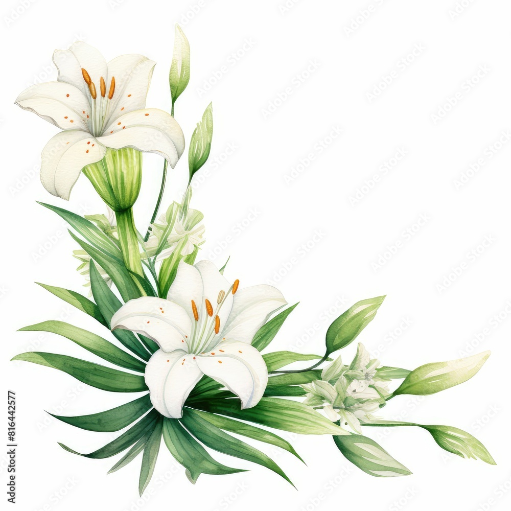 lily themed frame or border for photos and text.elegant white petals ...