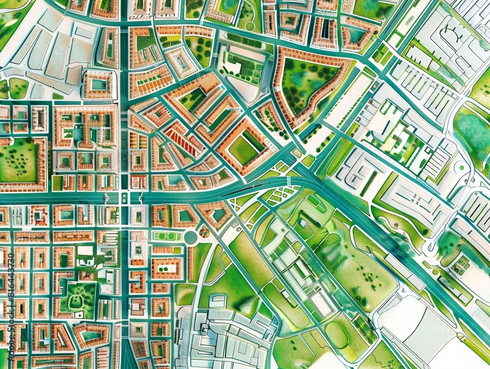 Detailed Map of Major City Street Grid and Urban Planning Stock ...