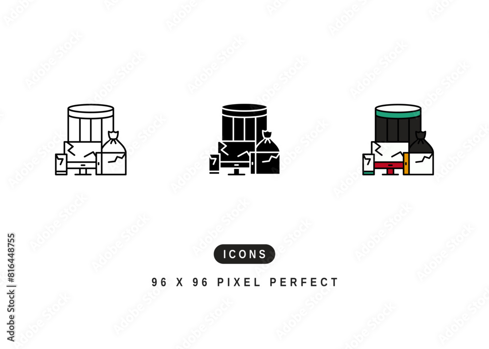 E Waste Icon. Electronic Junk Disposal Pictogram Graphic Illustration ...