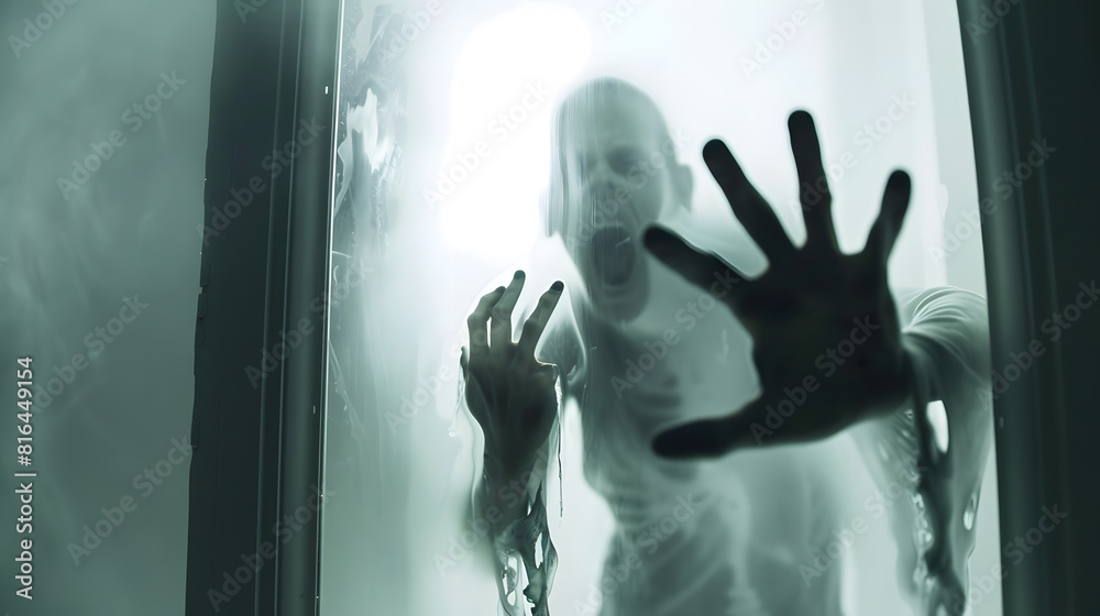 Screaming ghost faces and hands Blurry hand and body figure Horror person Horror ghost screaming ...