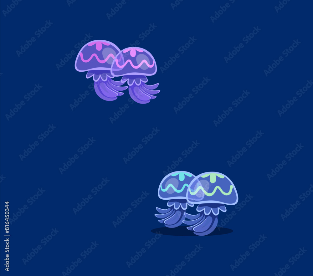 Underwater sea animals in font or undersea type with jellyfish as ...