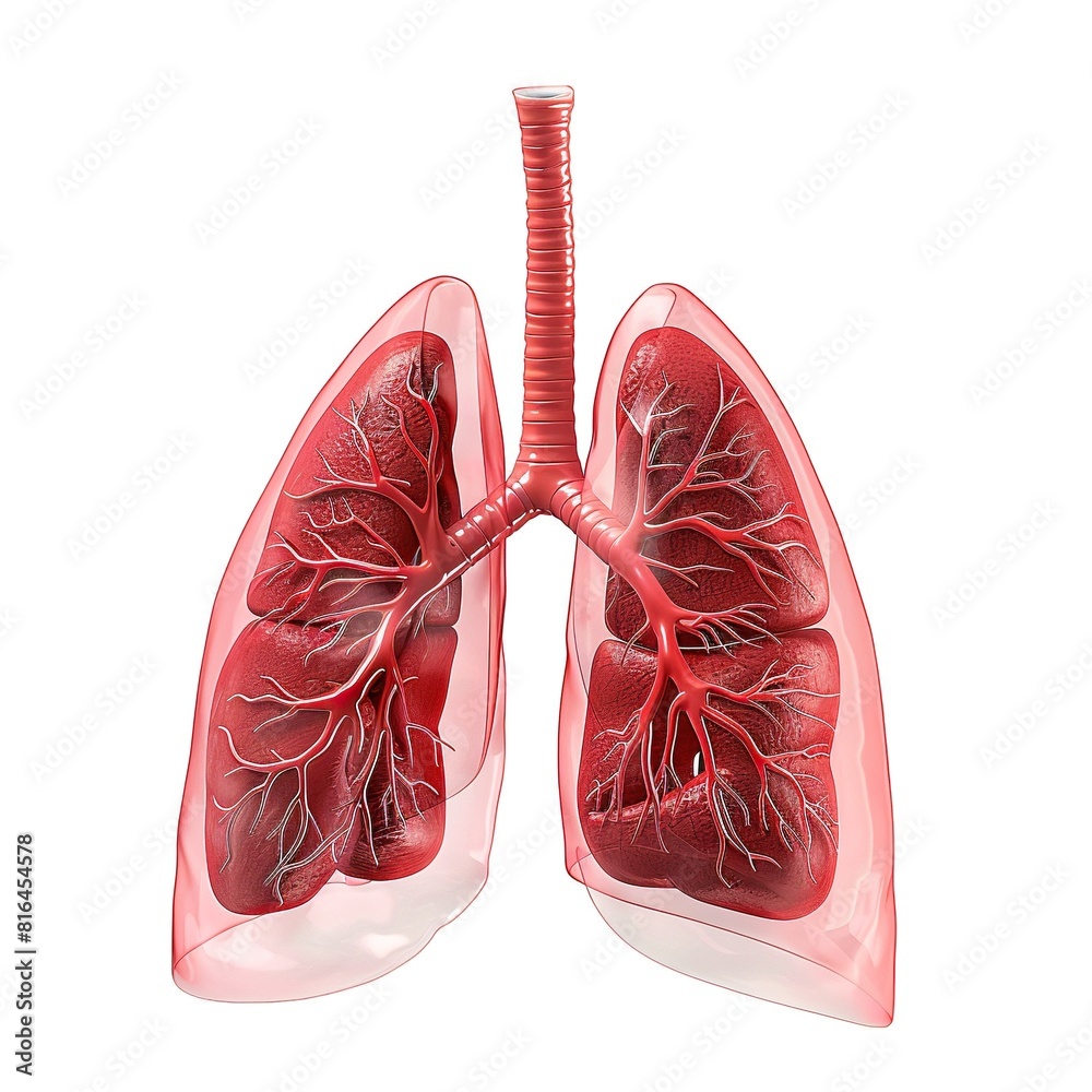 an illustration of a human lung with a blood vessel, surrounded by a ...