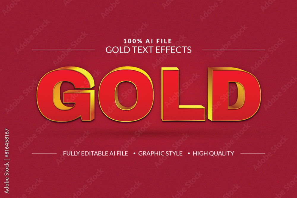 Editable Gold Text Effects With Realistic Neon Glow Effects. Stock ...