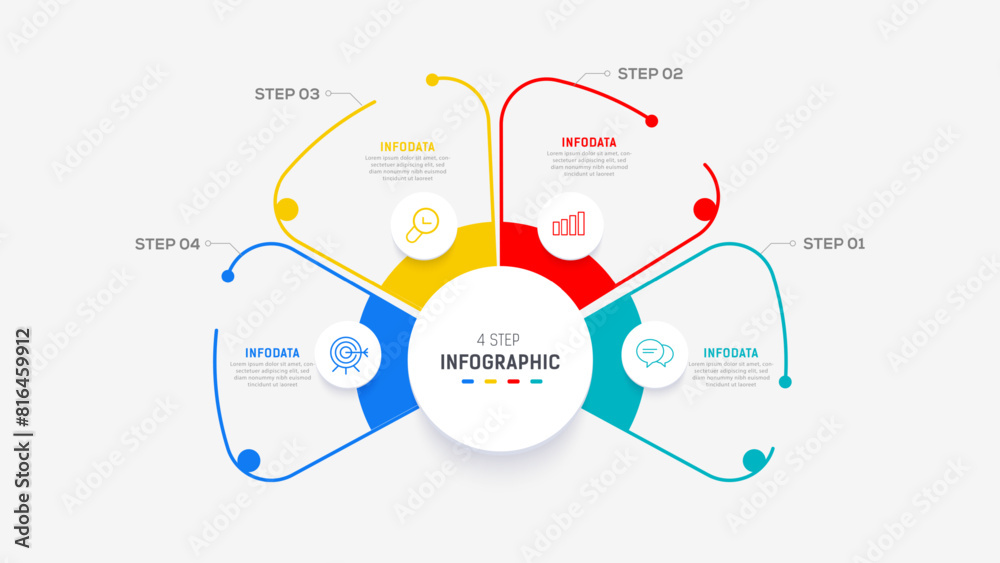 Four Step Infographic element design Vector template for presentation ...