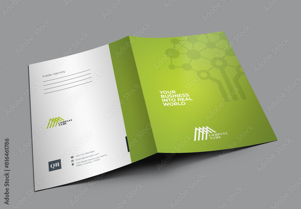 Green Accent Presentation Folder Layout Stock Template | Adobe Stock