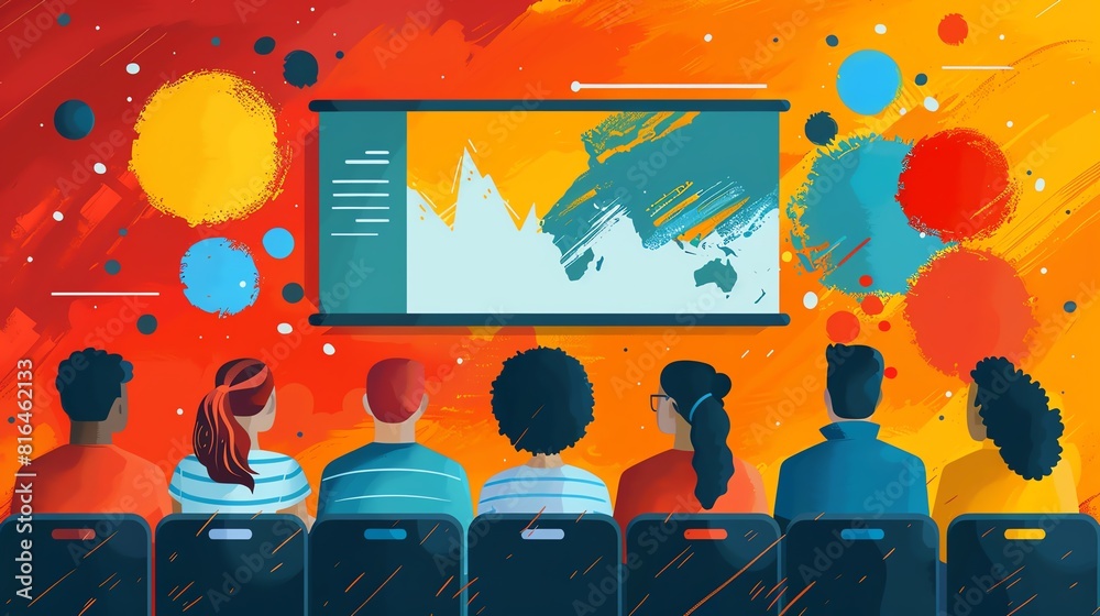 Seminar flat design side view learning theme animation Split ...