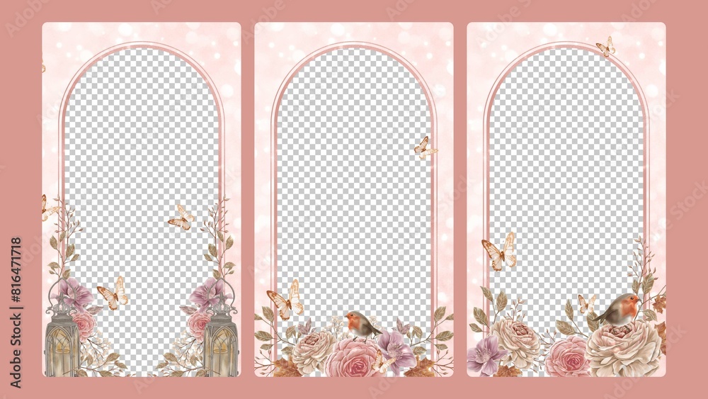 Elegant Floral Frame Overlay Video Template Stock Template | Adobe Stock