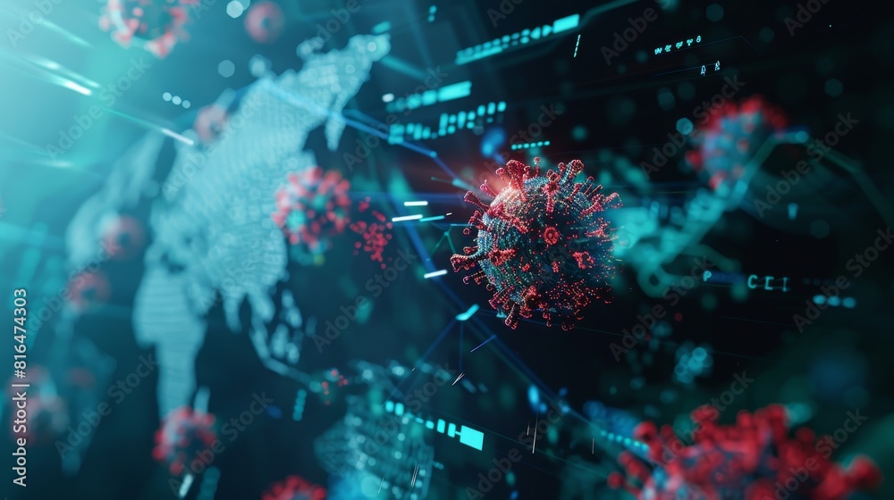 Infectious virus scan concept in medical technology, Radar map with ...