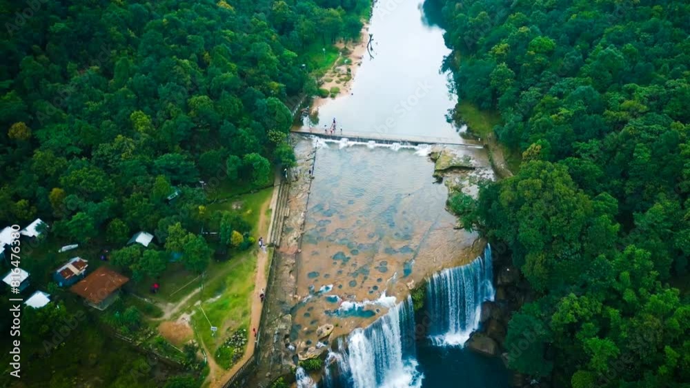 Stockvideon Top Aerial Drone View of the river and Krang Suri ...