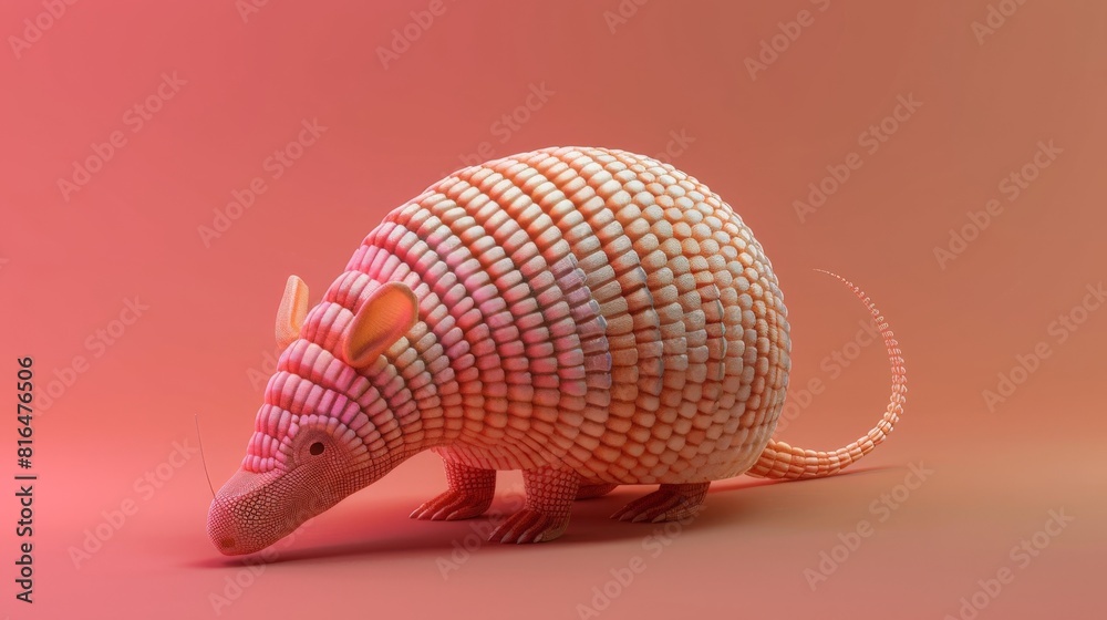 View of an armadillo rolling into a ball flat design front view natural ...