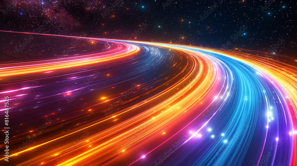 Colorful Light Trail Representing Speed of Time in Space, Dynamic and ...
