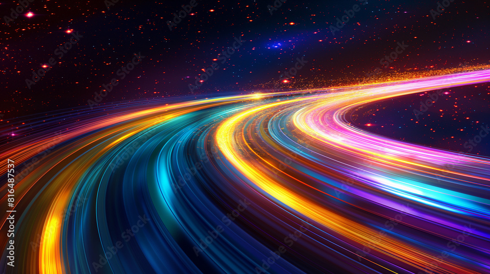 Colorful Light Trail Representing Speed of Time in Space, Dynamic and ...