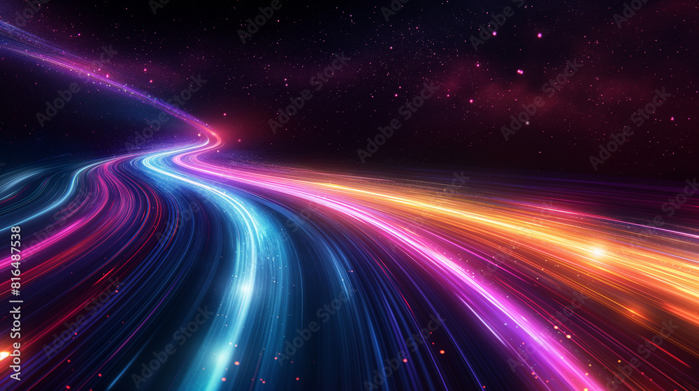 Colorful Light Trail Representing Speed of Time in Space, Dynamic and ...