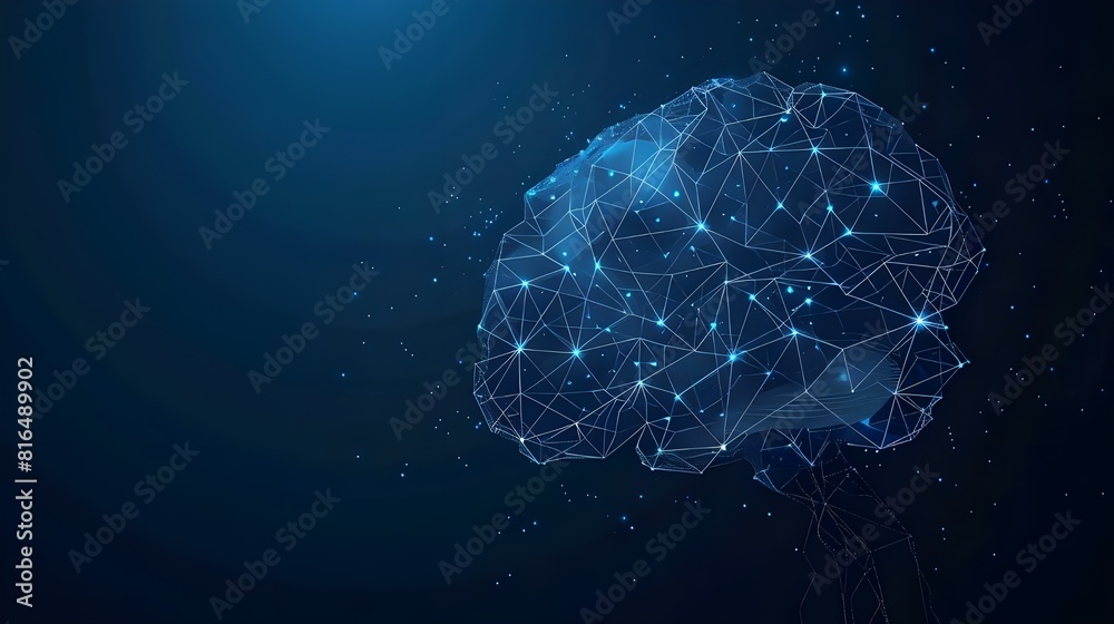 Low poly brain or Artificial intelligence concept. Symbol of Wisdom ...