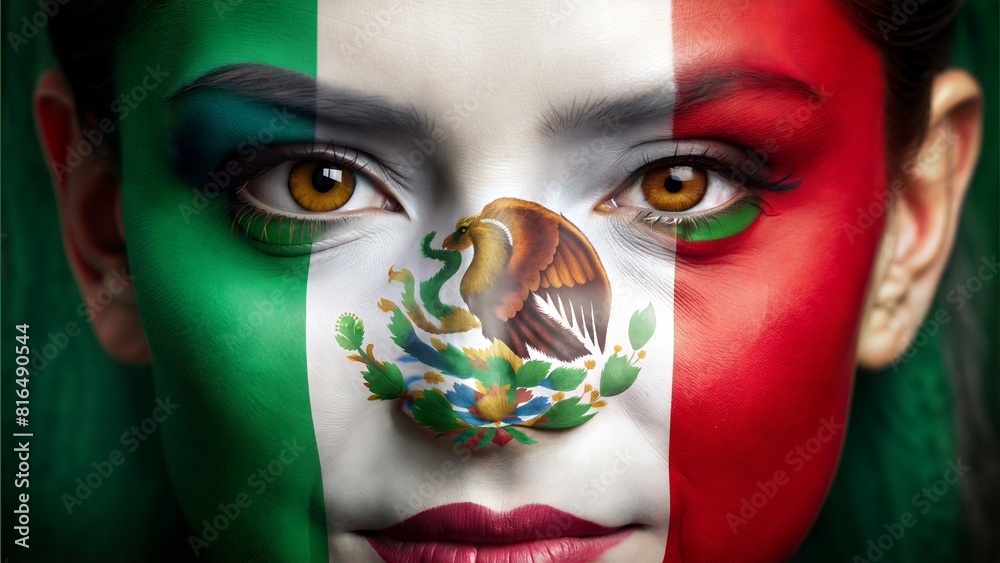 Mexican Celebration – Mexico Flag Face Art: Colorful portrait with the ...