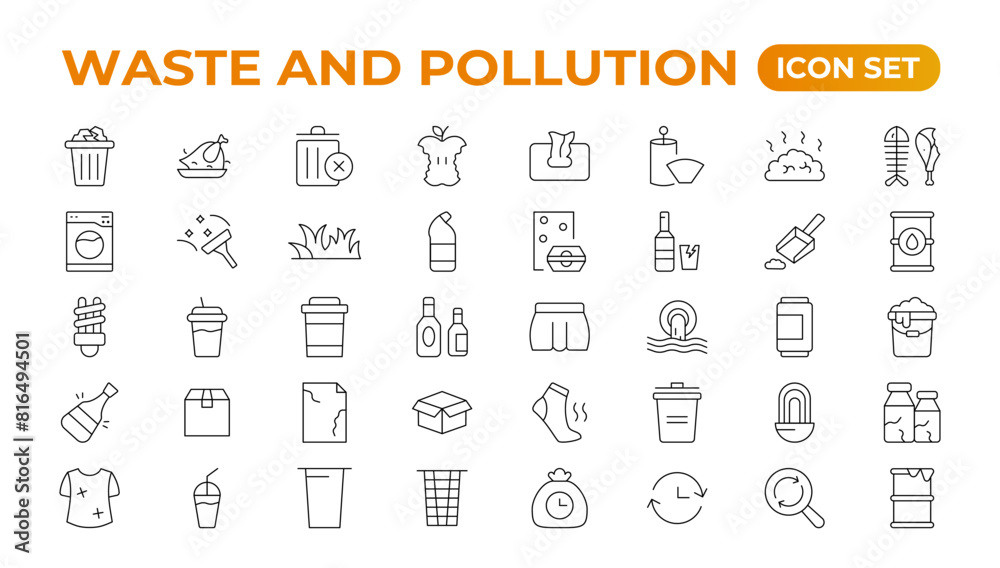 Climate change icon set. Containing global warming, greenhouse, melting ...